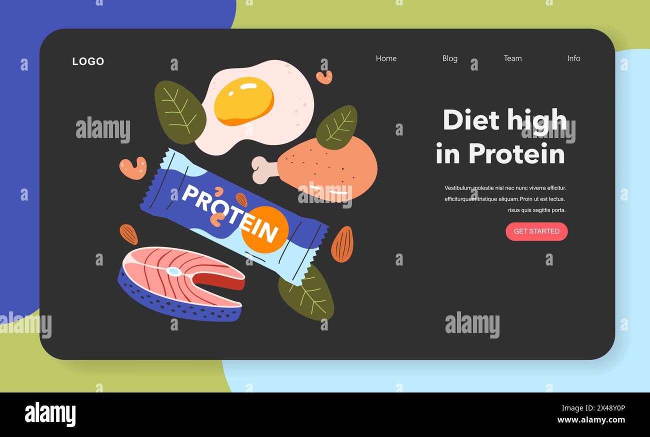 Dietary Trends concept. High-protein diet webpage layout showing eggs ...