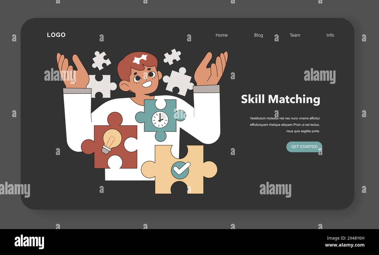 Skill Matching concept. A leader fitting the right talents to tasks ...