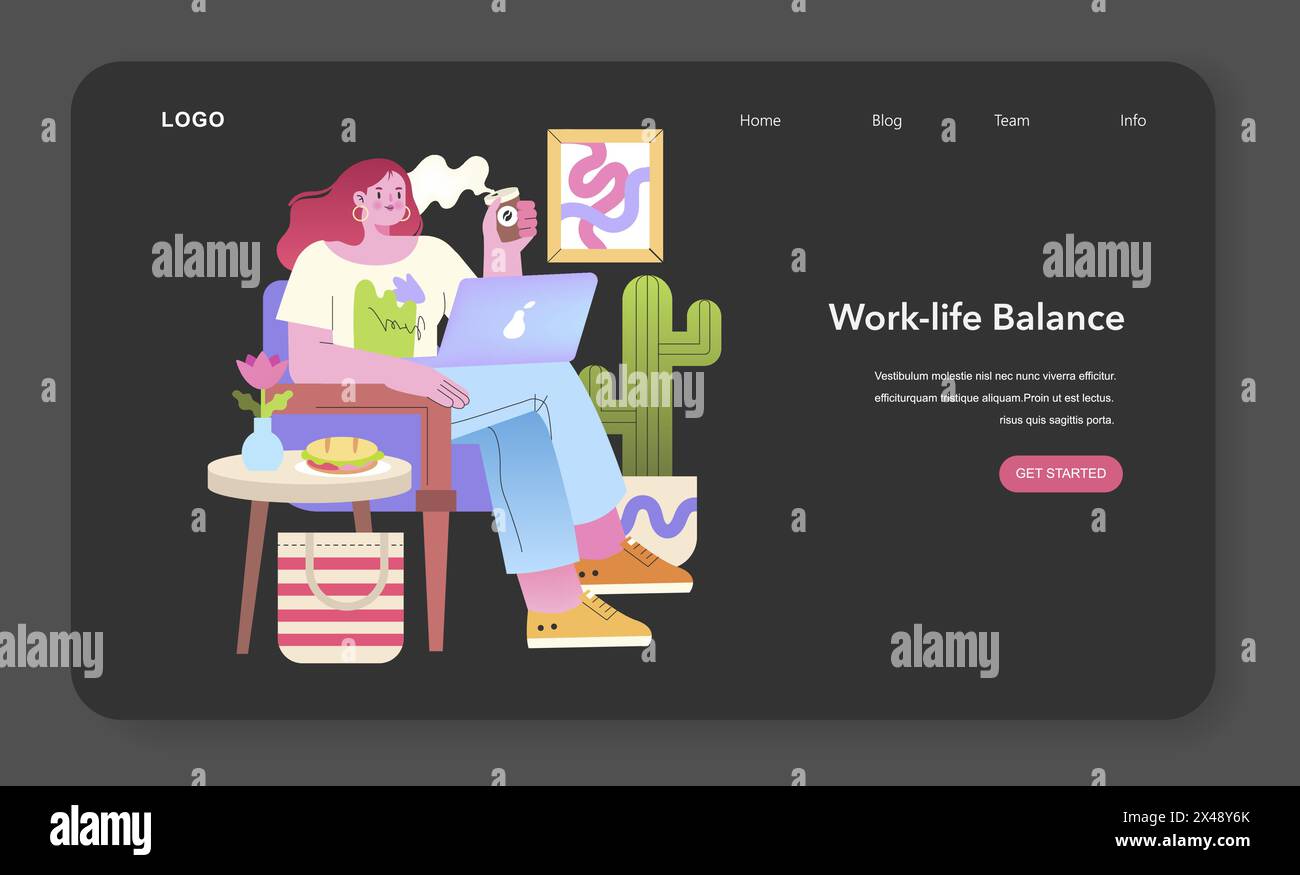 Work-Life Balance concept. A relaxed young adult manages professional ...