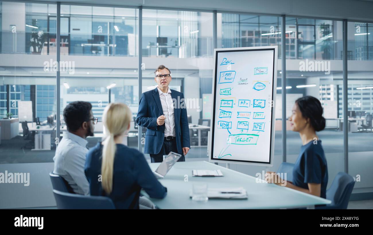 Company Operations Manager Holds Meeting Presentation for a Team of ...