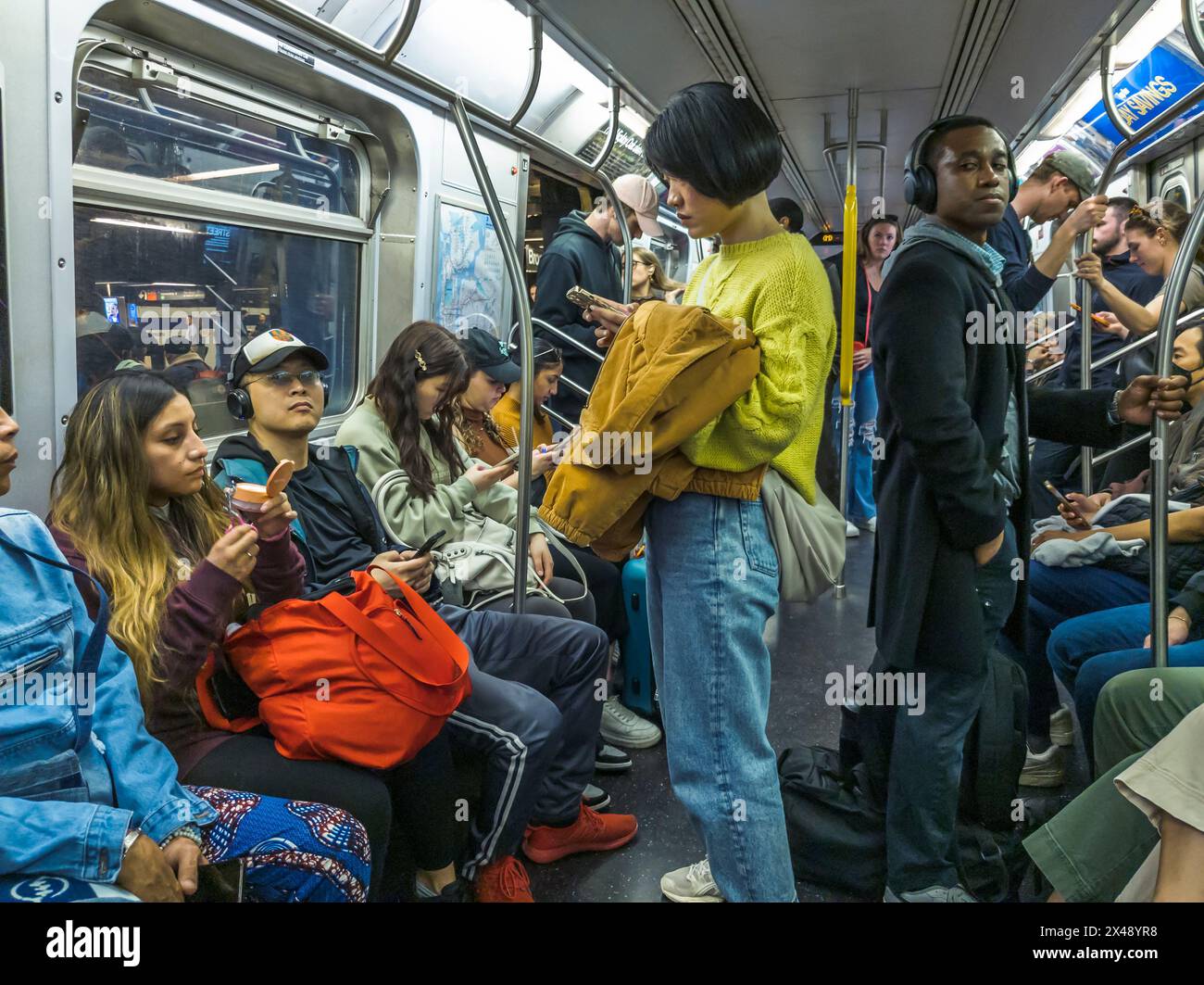 Weekend ridership in the subway in New York on Saturday, April 20, 2024 ...
