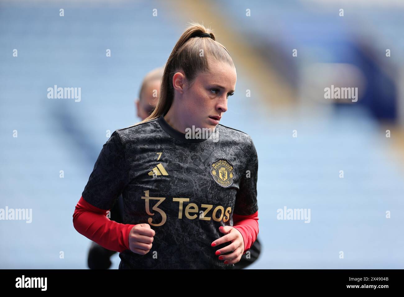 Ella Toone of Manchester United warms up ahead of the Barclays WomenÕs ...
