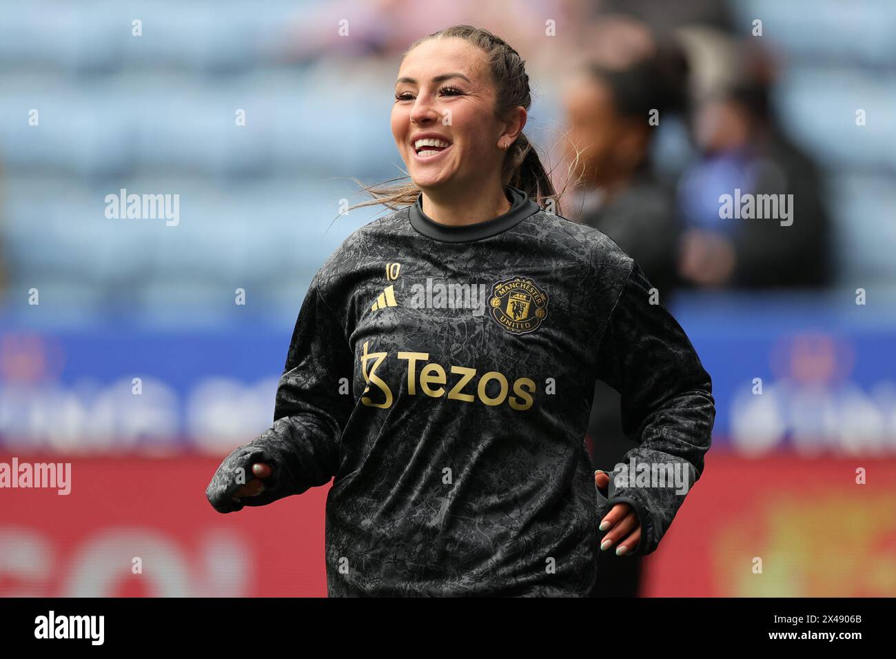 Katie Zelem of Manchester United warms up ahead of the Barclays WomenÕs ...