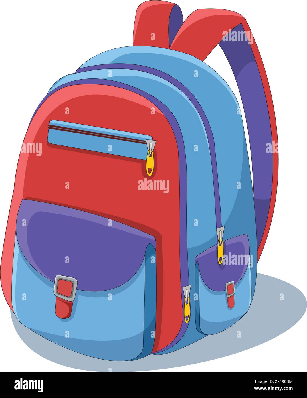 School bag blue equipment Stock Vector Images - Alamy