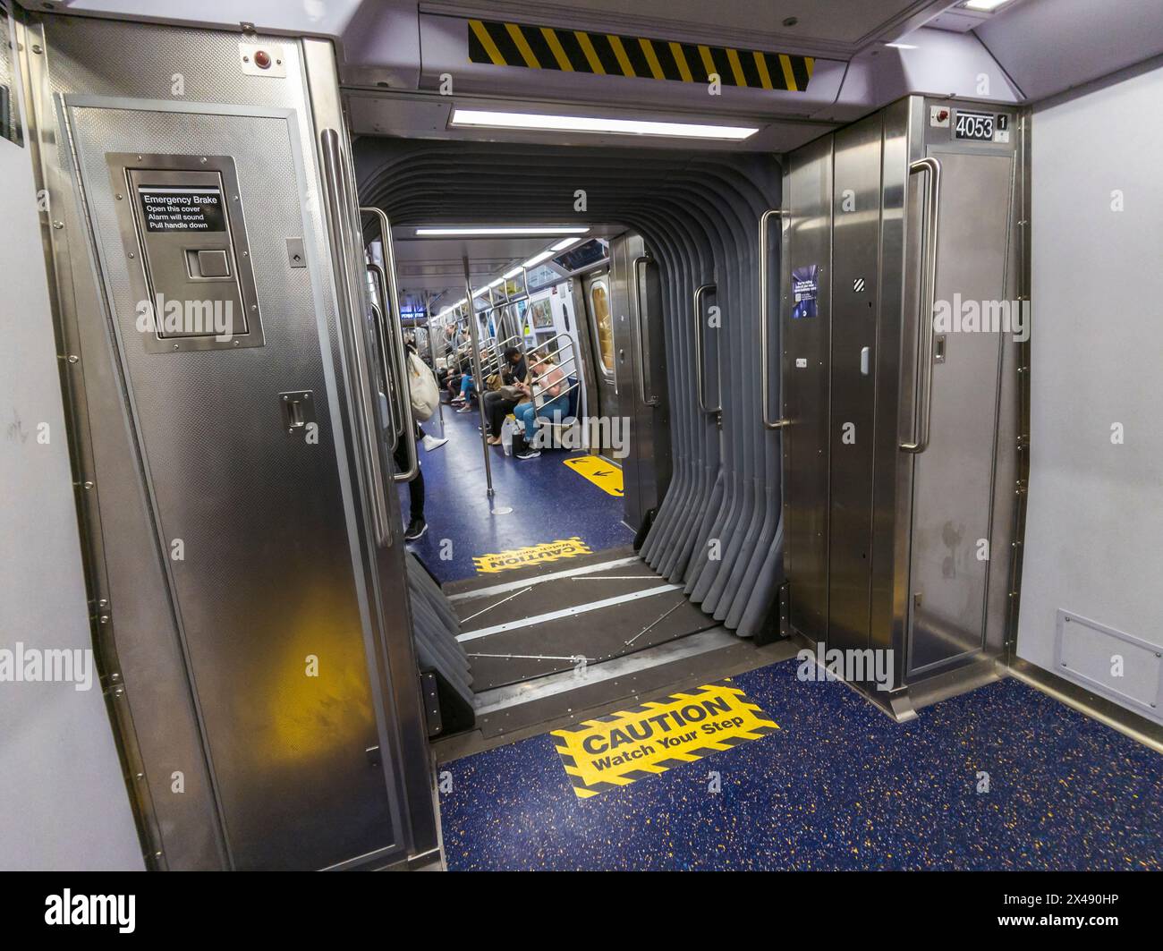An R211-2 “open gangway” subway car on the “C” line in New York on ...