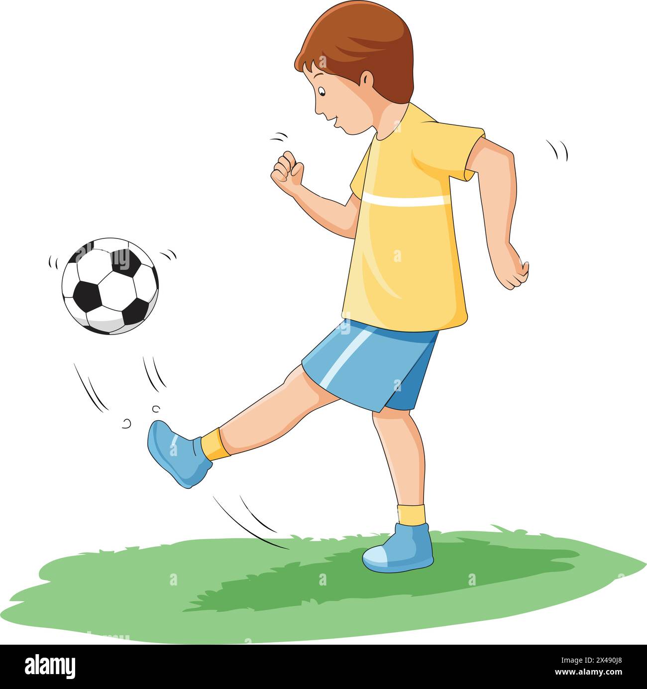 Cute and happy boy playing football Stock Vector Image & Art - Alamy