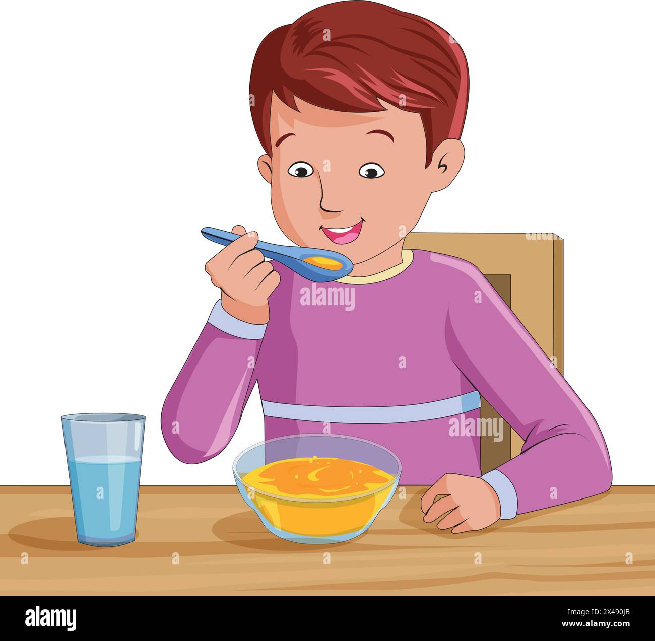 Eat fruit cute happy Stock Vector Images - Alamy