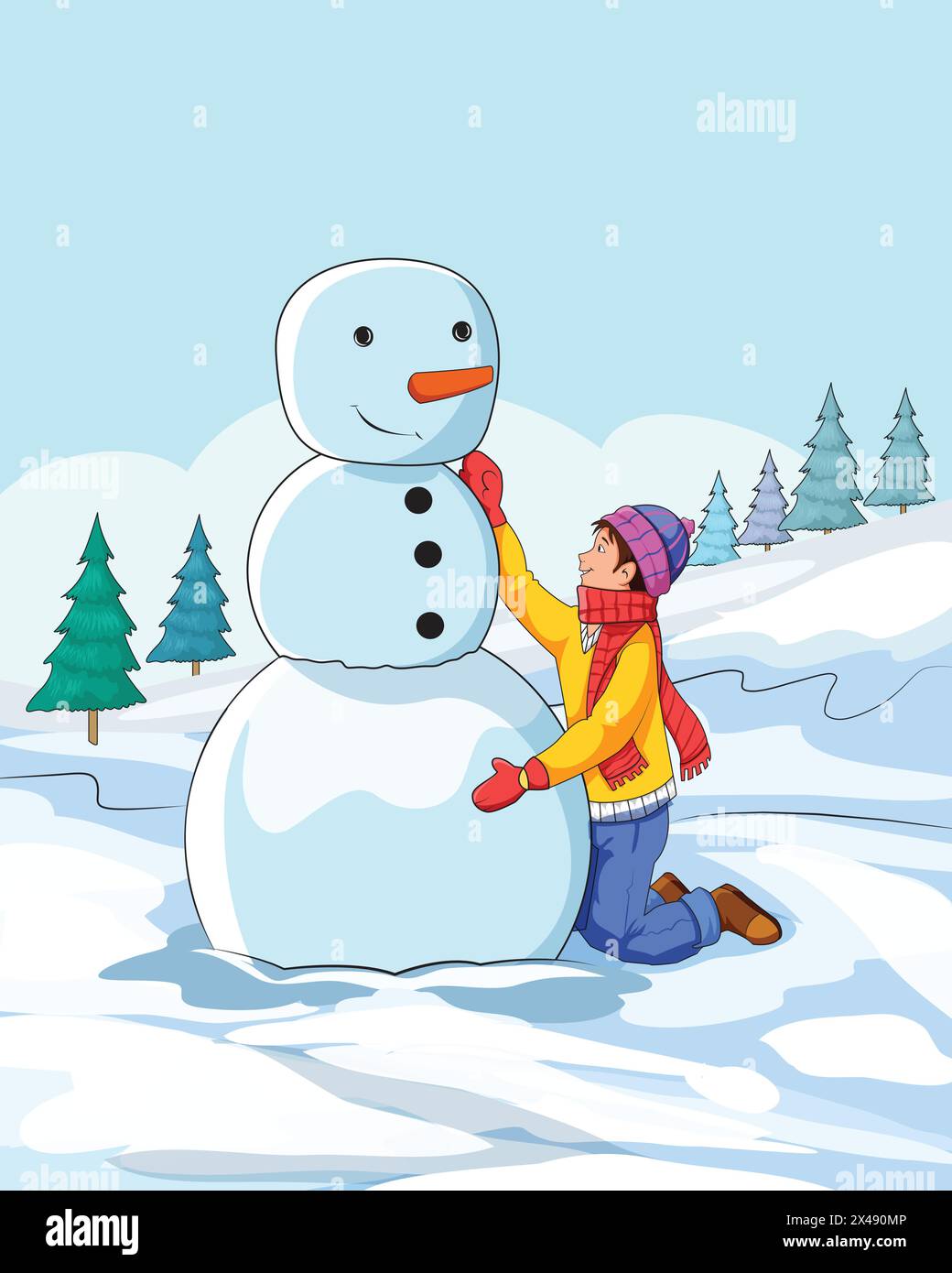Cute winter boy cartoon Stock Vector Images - Alamy