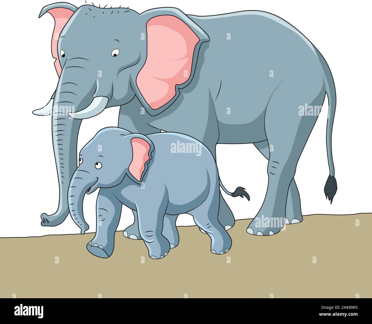 Cute elephant and its baby walking Stock Vector Image & Art - Alamy