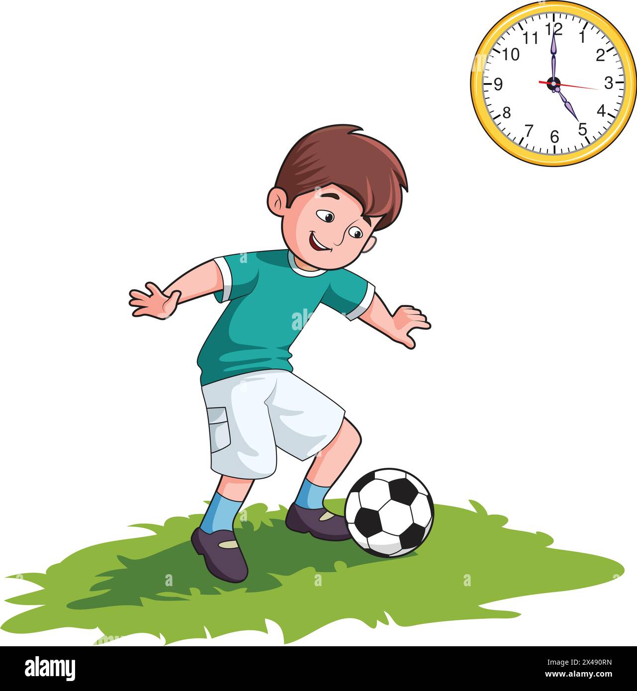 Cute boy playing football Stock Vector Image & Art - Alamy