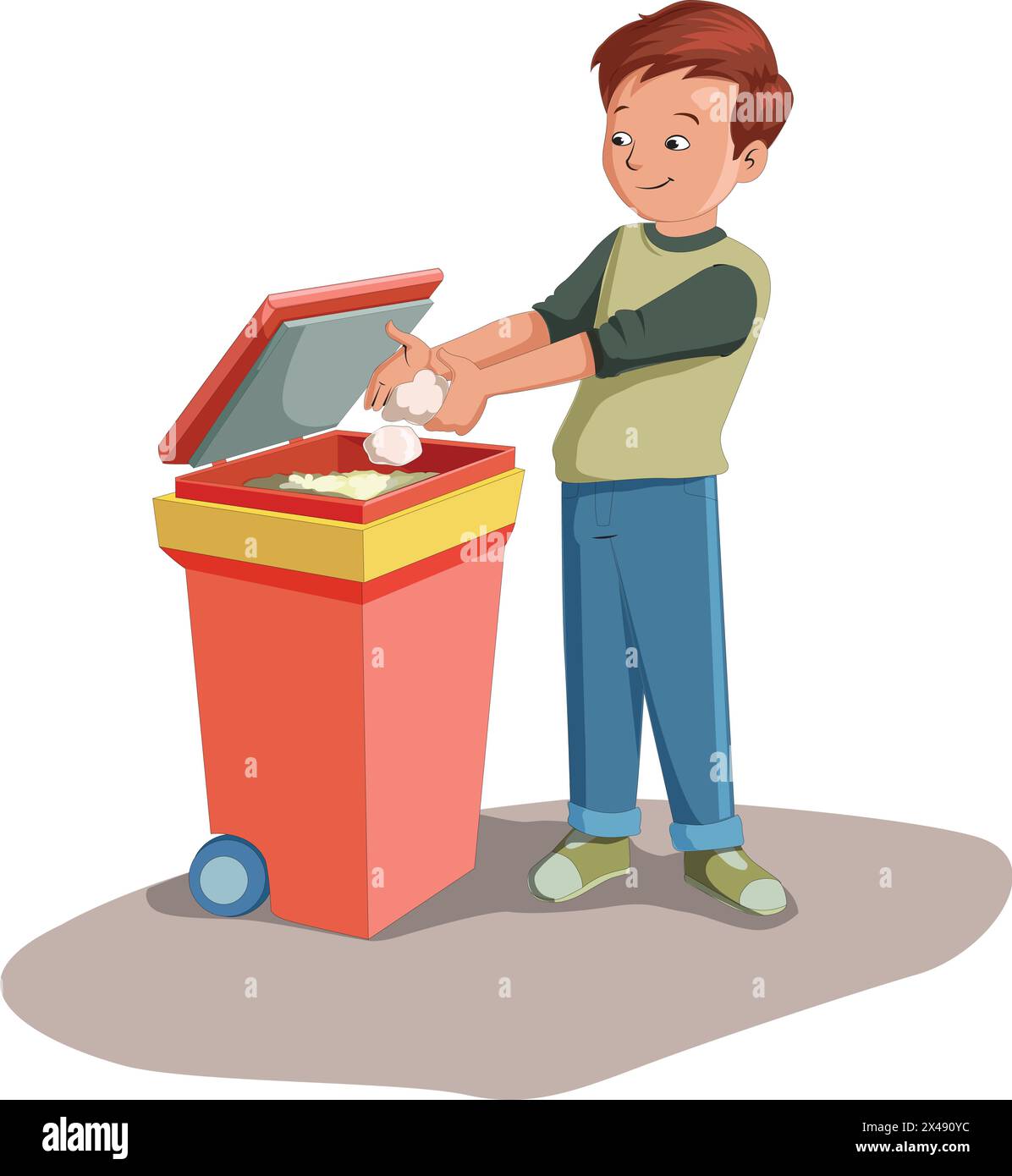 Cute boy throwing garbage in the dustbin Stock Vector Image & Art - Alamy