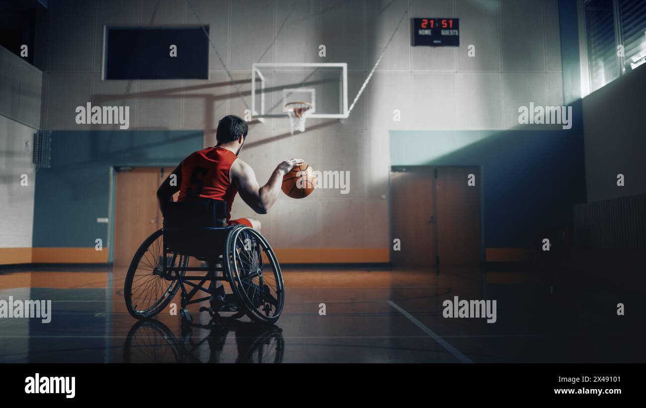 Wheelchair Basketball Player Dribbling Ball Like a Professional, Ready ...
