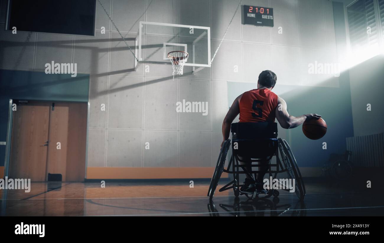 Wheelchair Basketball Player Dribbling Ball Like a Professional, Ready ...