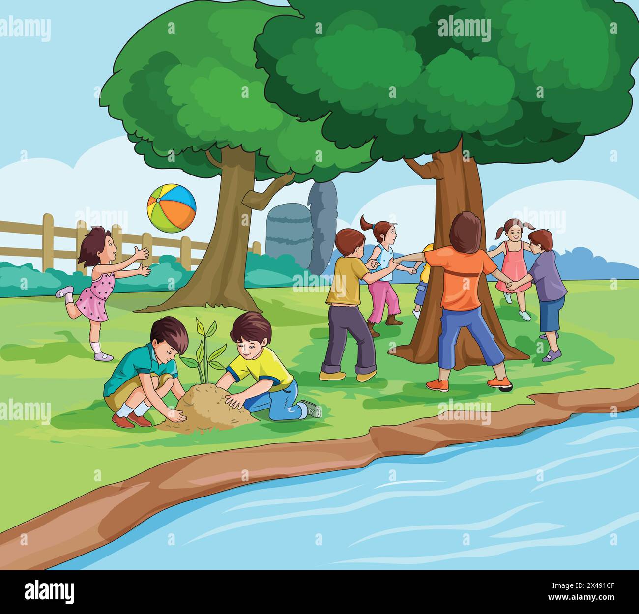 Kids planting trees hi-res stock photography and images - Alamy