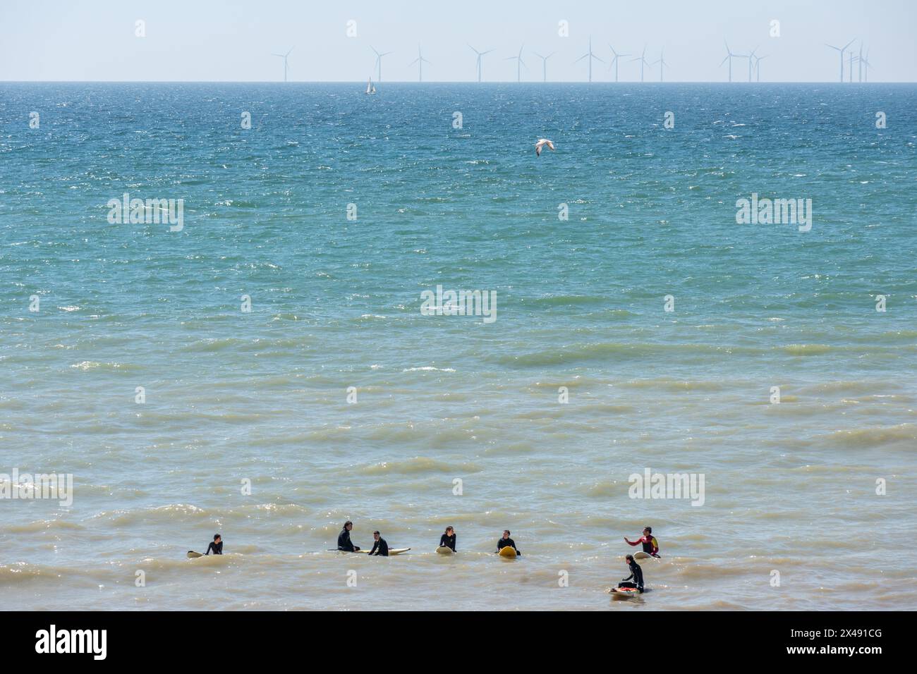 Brighton, April 19th 2024: A surfing class on the beach Stock Photo - Alamy