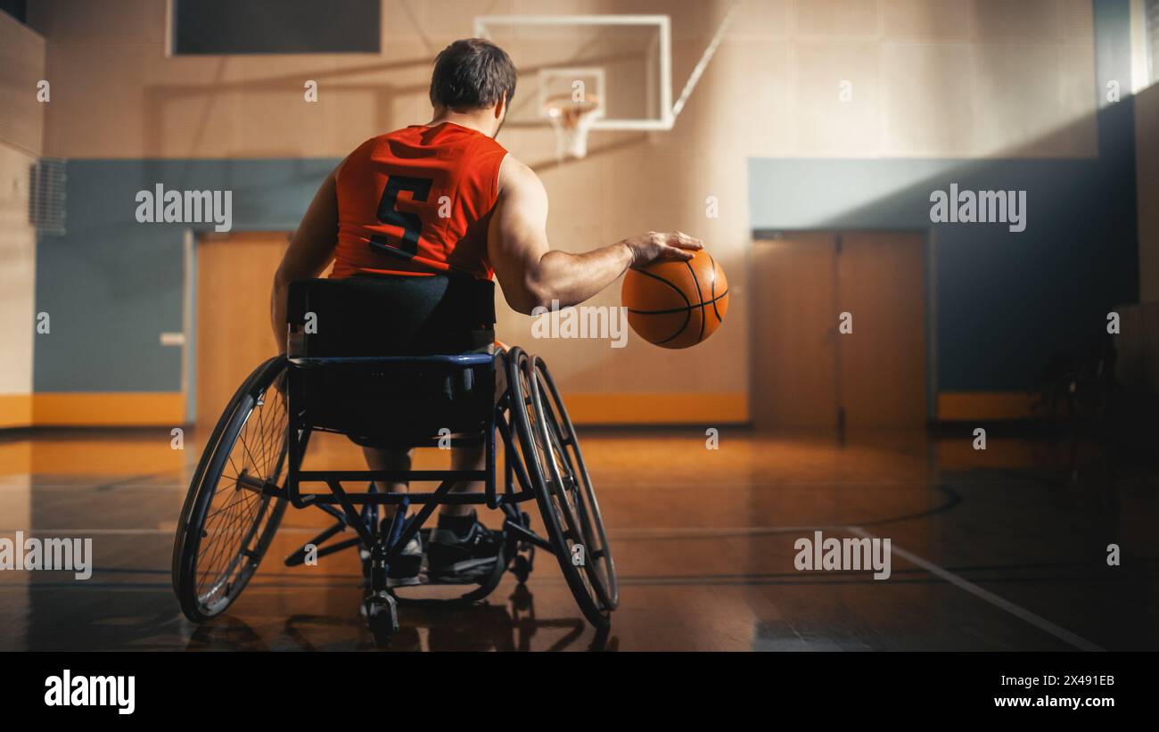 Wheelchair Basketball Player Dribbling Ball Like a Professional, Ready ...