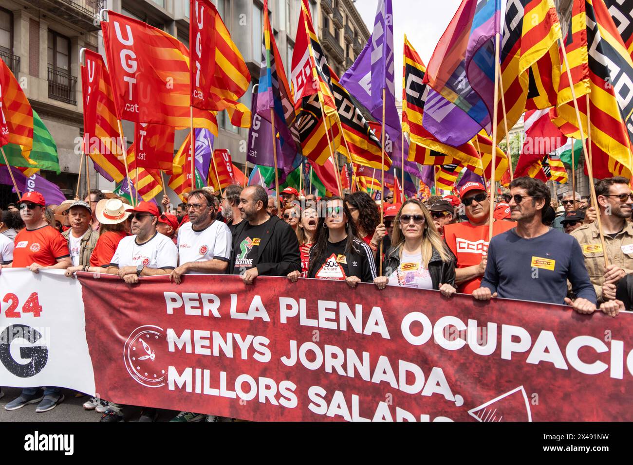 Barcelona, Spain. 01st May, 2024. May 1st demonstration, Workers' Day ...