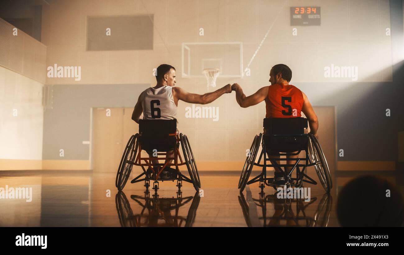 Court for Wheelchair Basketball Game of One on One. Competing Friends ...