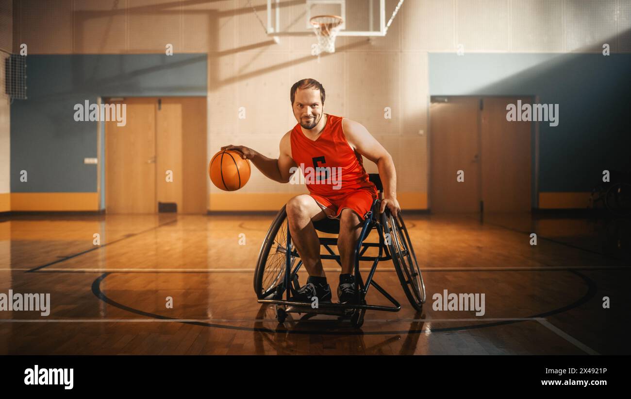 Portrait of Handsome Wheelchair Basketball Player Wearing Red Shirt ...