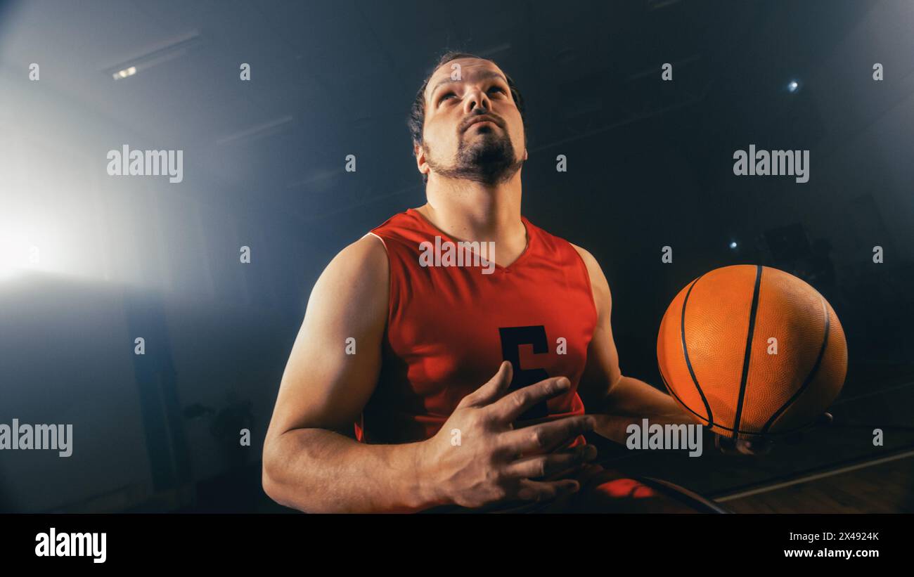 Wheelchair Basketball Play: Player Dribbling Ball, Ready to Shoot it ...