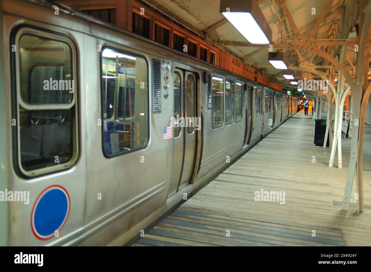 Train in subway station, photo taken in Harlem Station on downtown ...