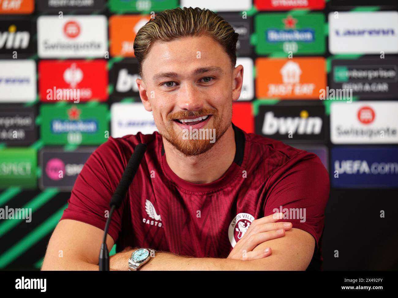 Aston Villa's Matty Cash during a press conference at Bodymoor Heath ...
