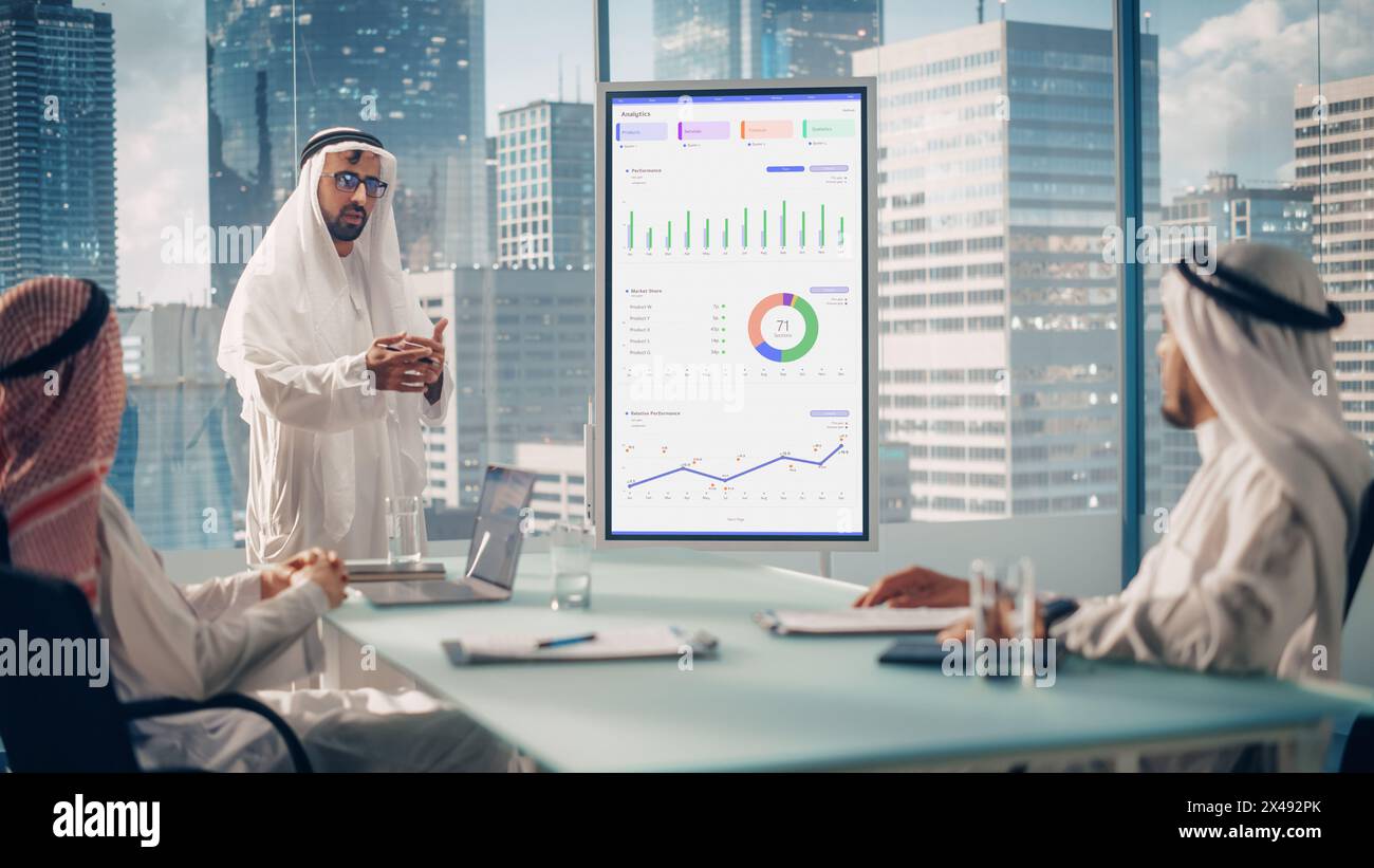 Emirati Businessman Holds Meeting Presentation for a Business Partners ...