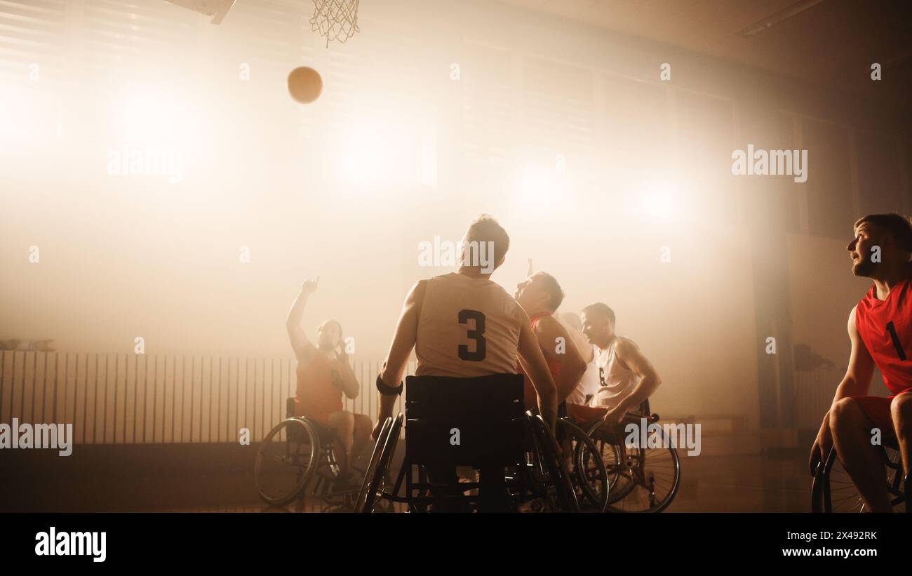 Wheelchair Basketball Game: Professional Players Competing, Fighting ...