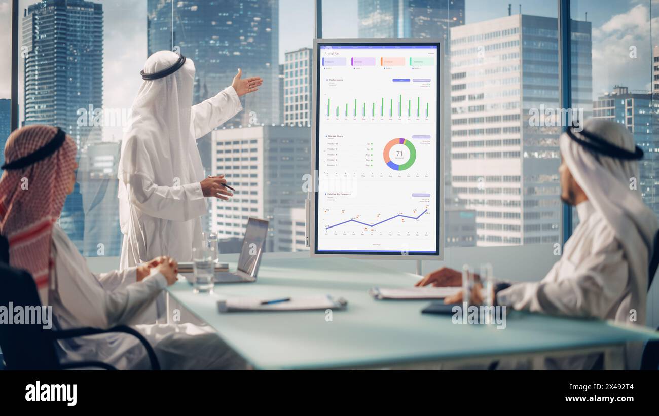 Emirati Businessman Holds Meeting Presentation for a Business Partners ...