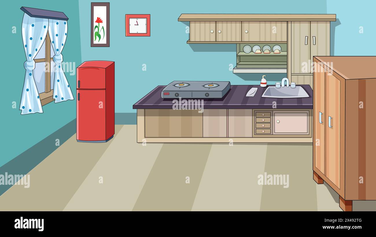 Kitchen cabinet cartoon hi-res stock photography and images - Alamy