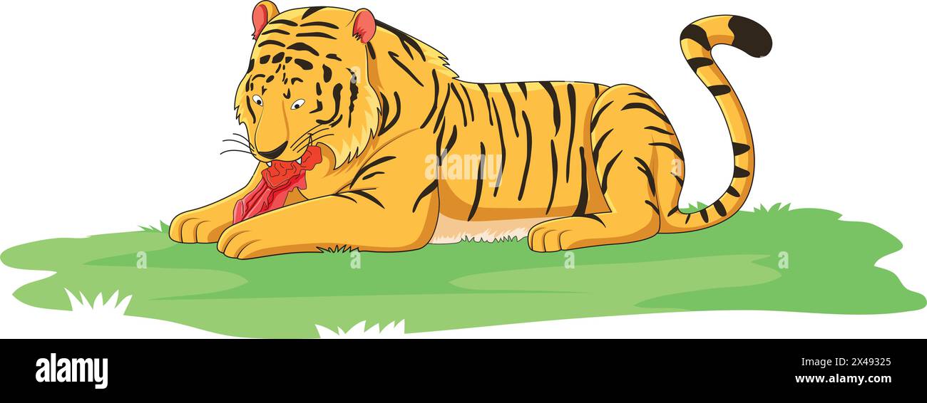 Tiger eating meat Stock Vector Image & Art - Alamy