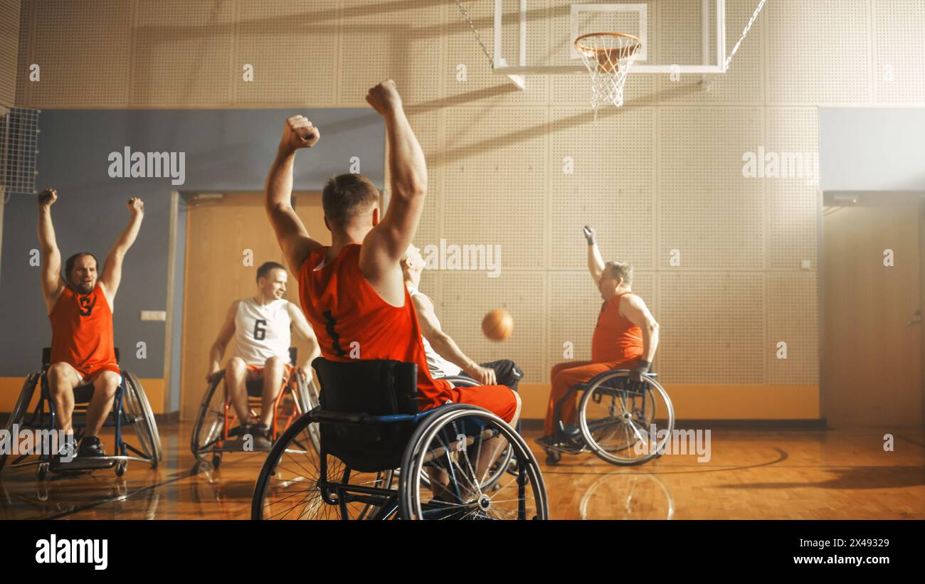 Wheelchair Basketball Game Court Winning Team Celebrate Victory, Cheer ...