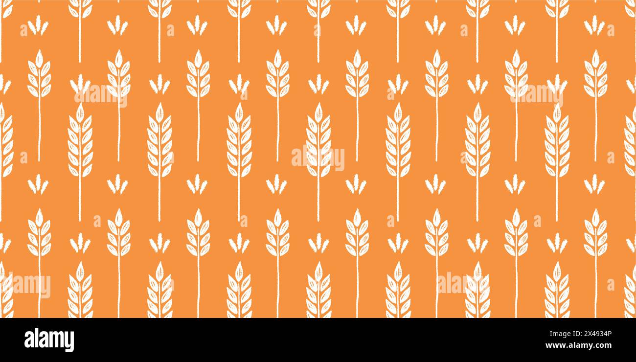 Wheat brush texture seamless pattern background. Hand drawn crayon ...