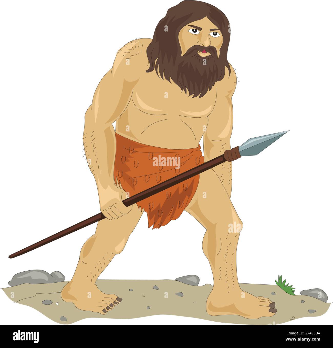 Early man with a spear in hand Stock Vector Image & Art - Alamy