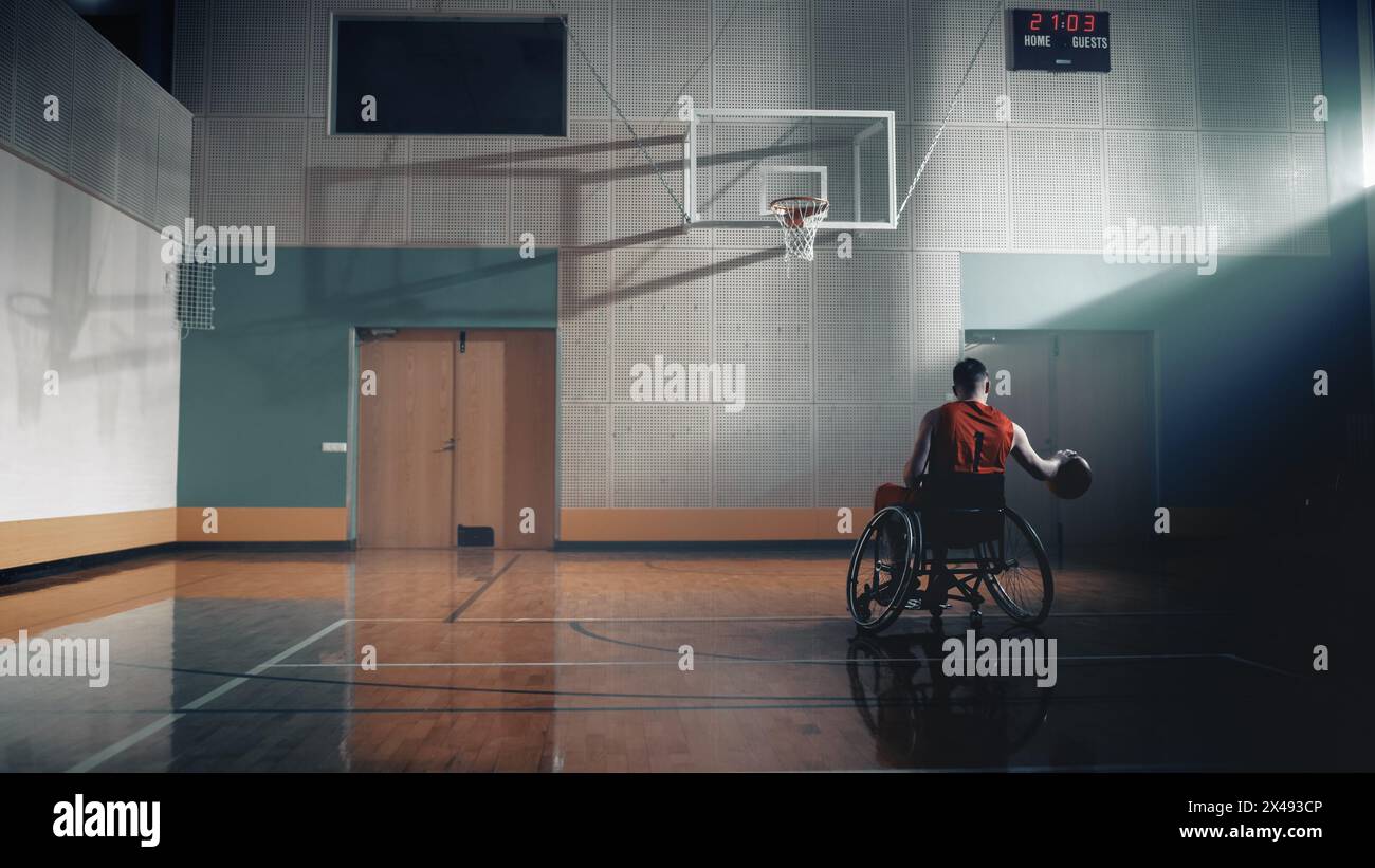 Wheelchair Basketball Player Dribbling Ball Like a Professional, Ready ...