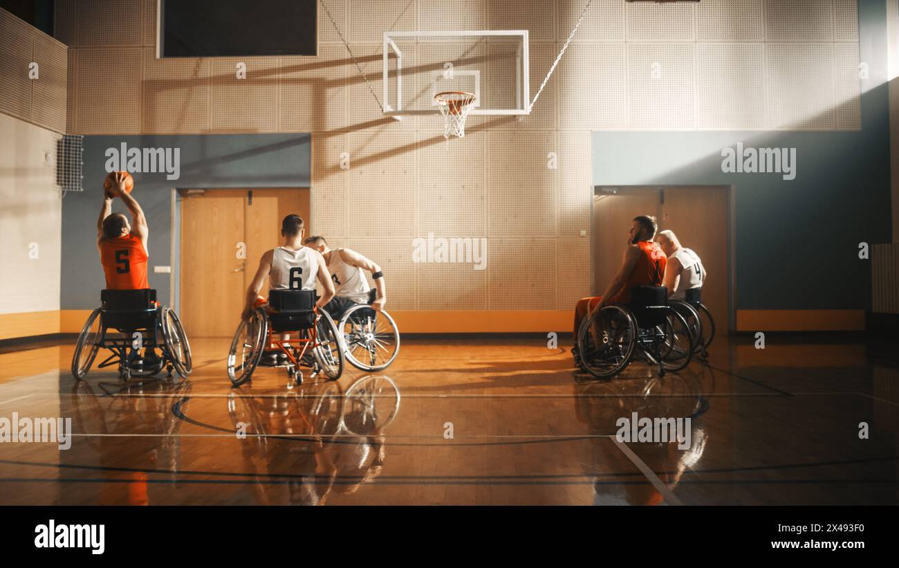 Wheelchair Basketball Court Game: Professional Players Competing ...