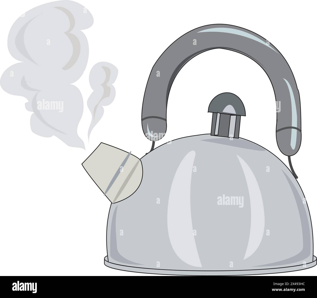 Vector illustration showing steam coming out from a tea kettle Stock ...