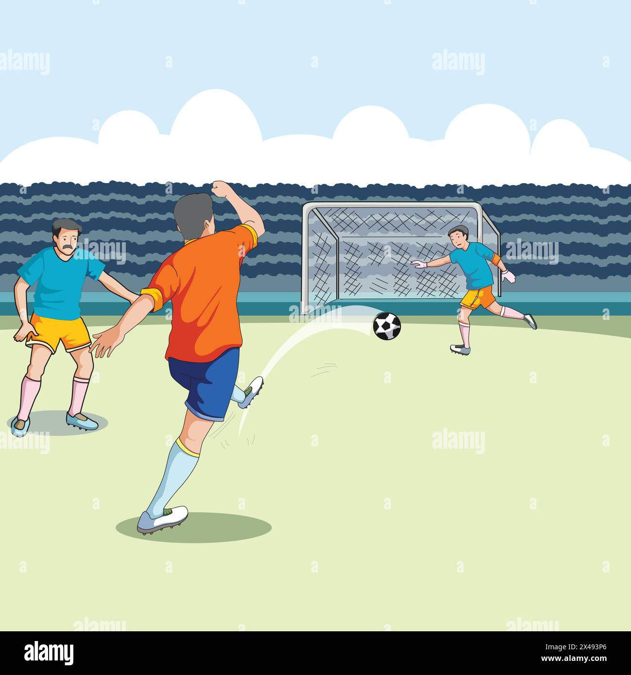 Football goal in the field Cut Out Stock Images & Pictures - Alamy