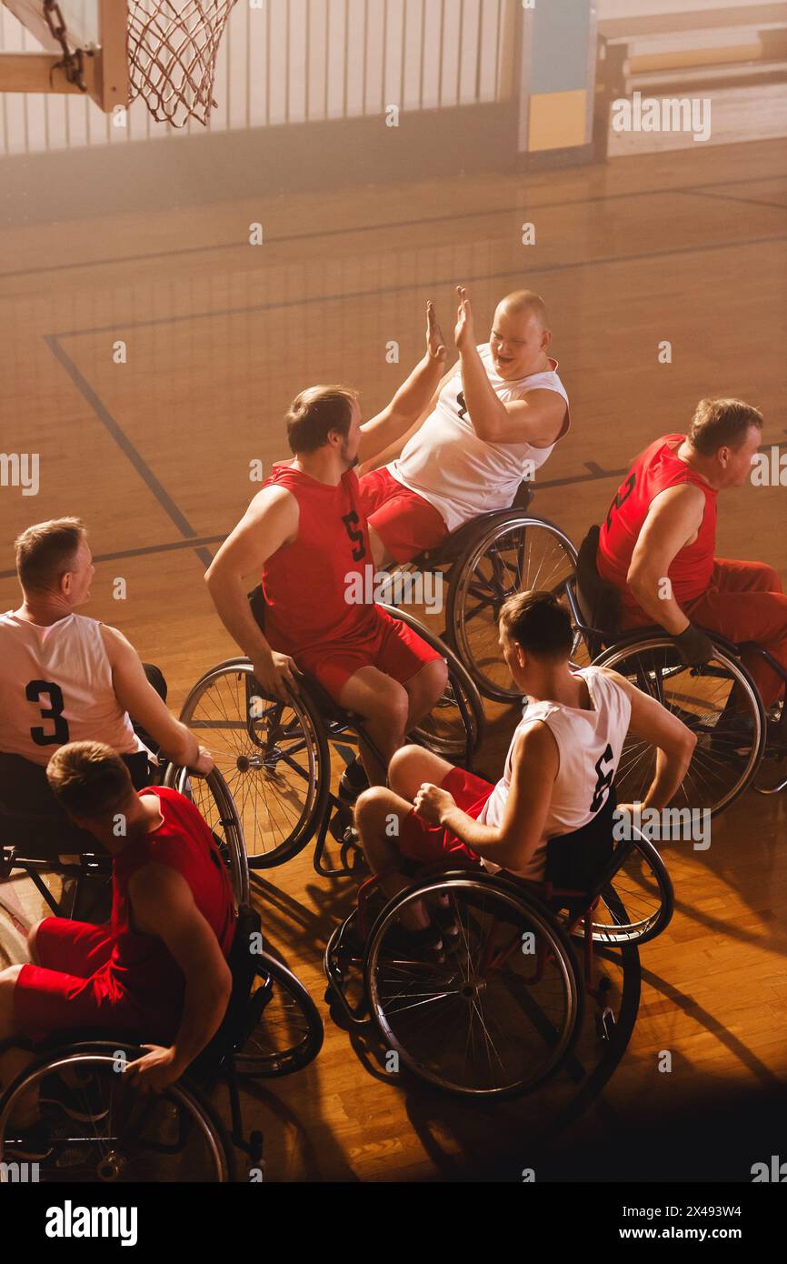 Wheelchair Basketball Game Court: Paraplegic Professional Players Have a Great Game, Give High ...