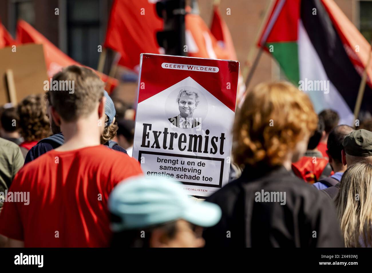 AMSTERDAM - Activists during a protest march on Labor Day. Trade union ...