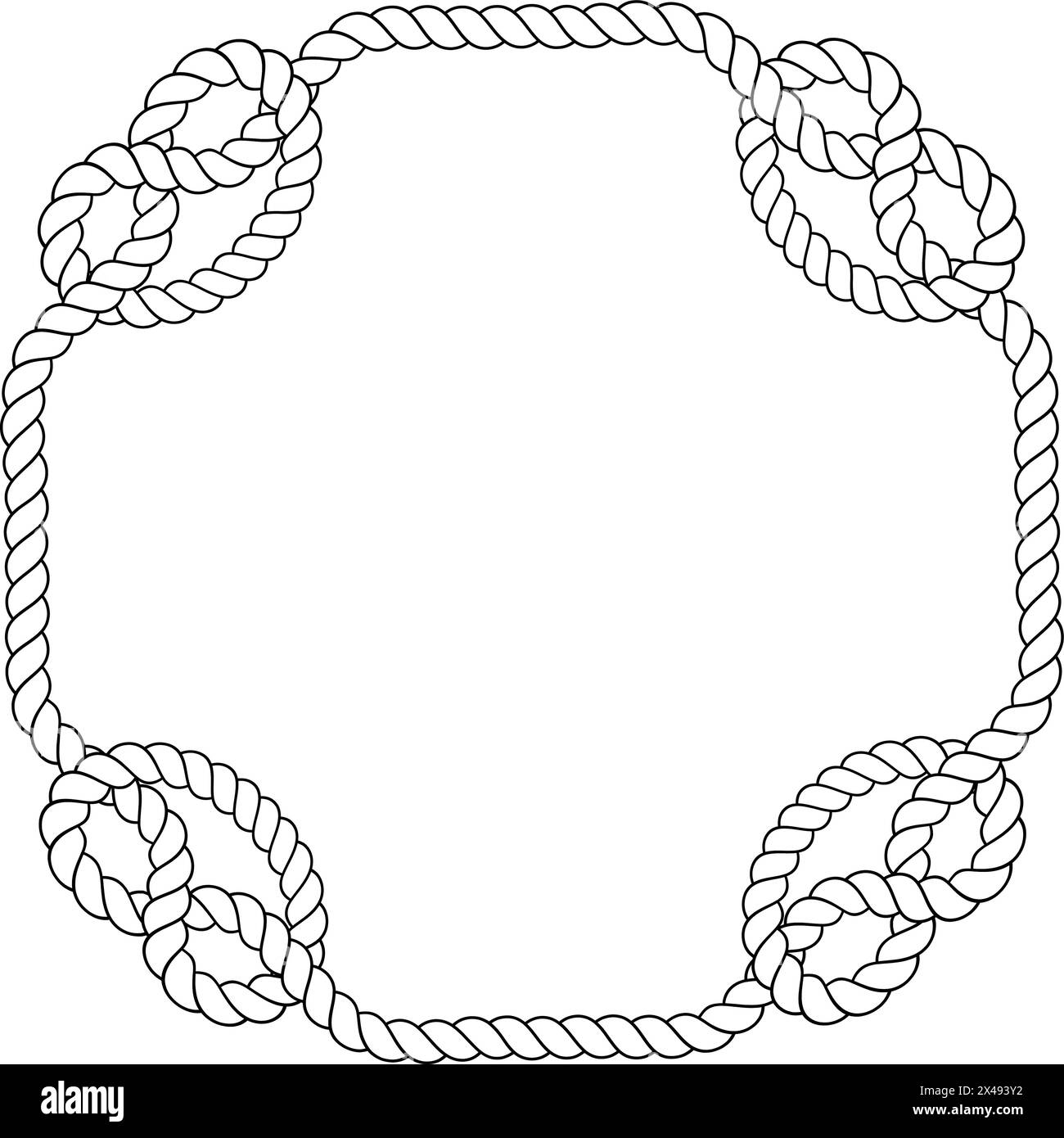 Round rope frame isolated on white background. Twisted cord Stock ...