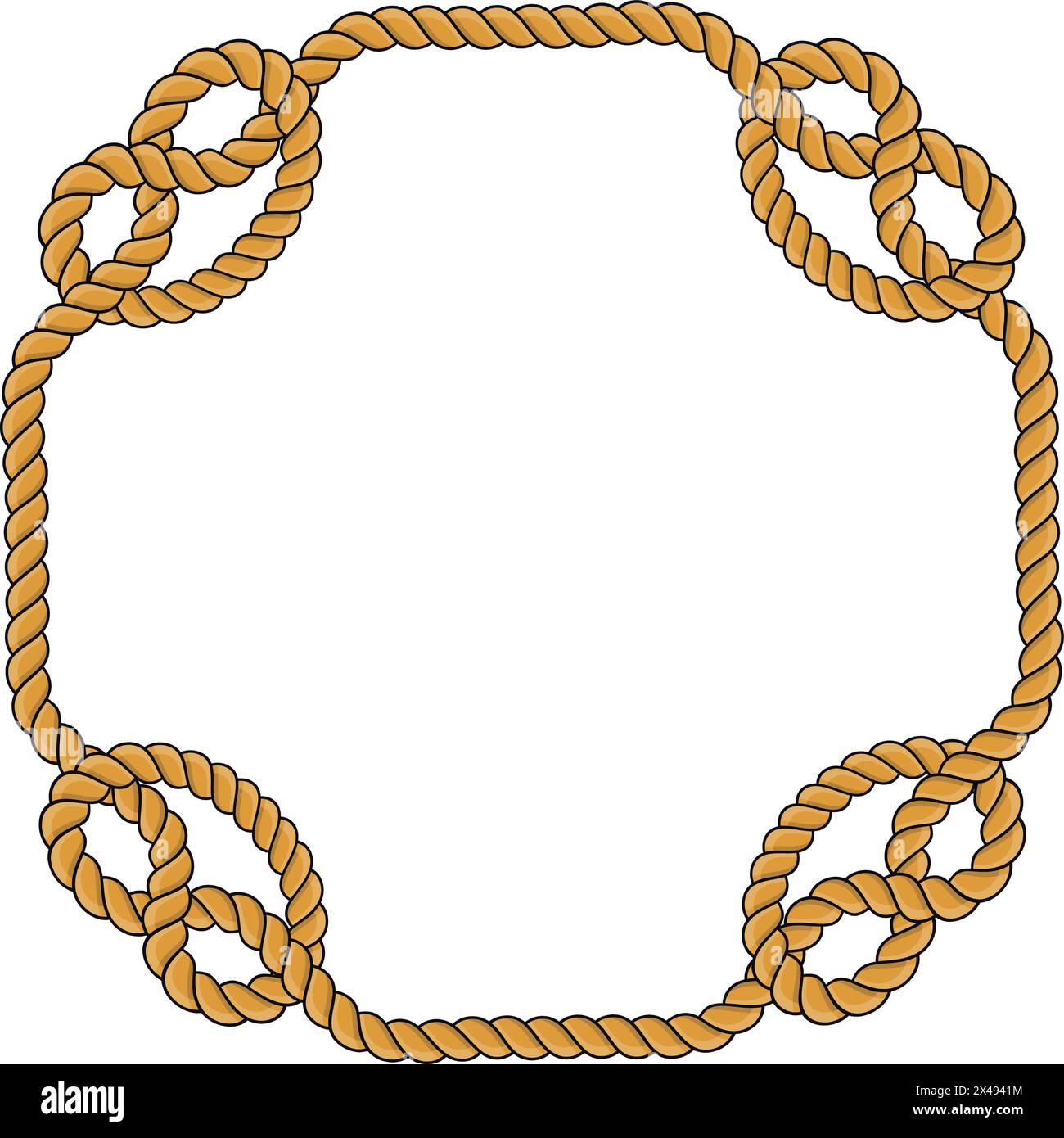 Square rope frame isolated on white background. Twisted cord Stock ...