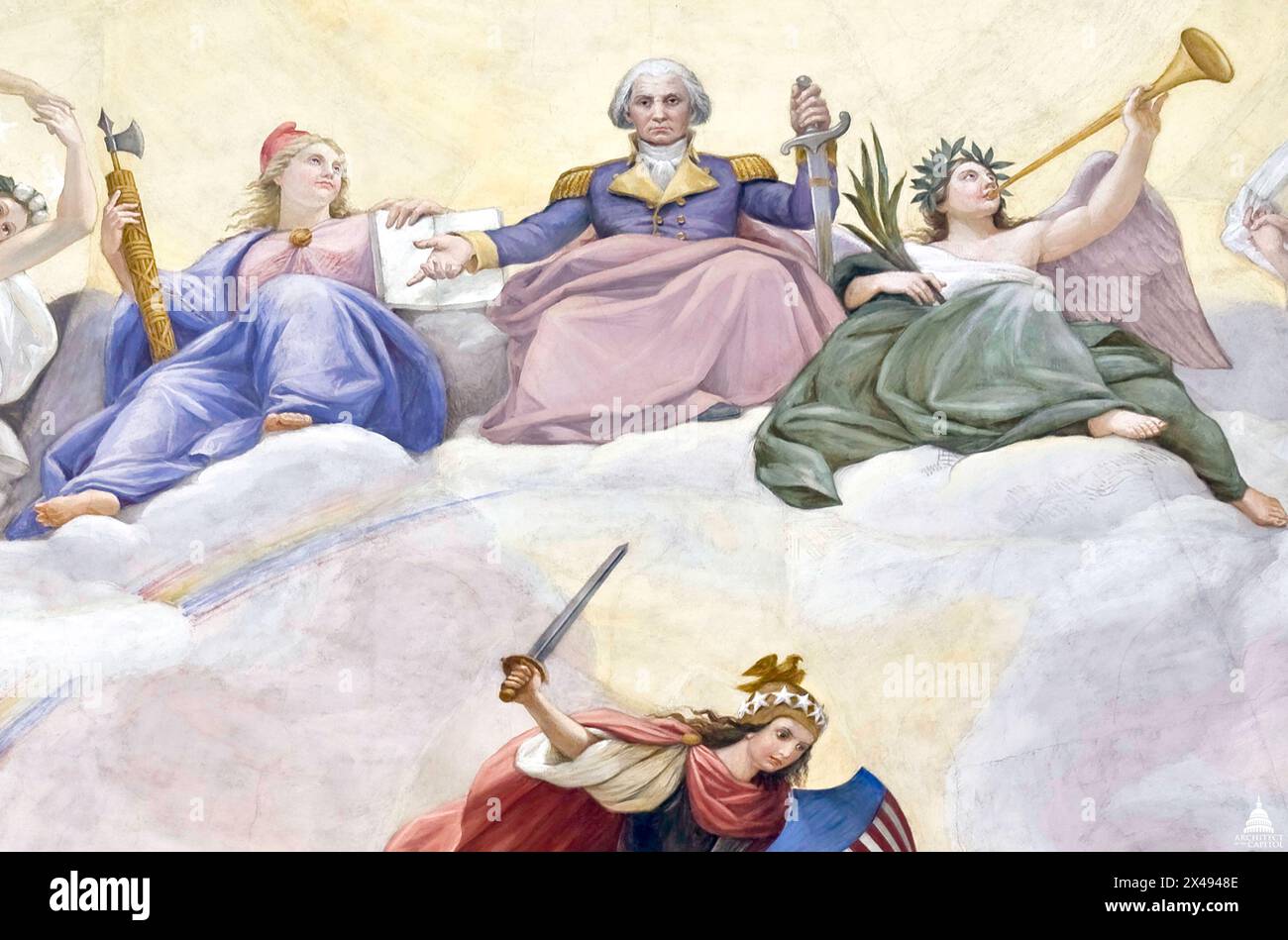 Detail of George Washington in the fresco - The Apotheosis of ...
