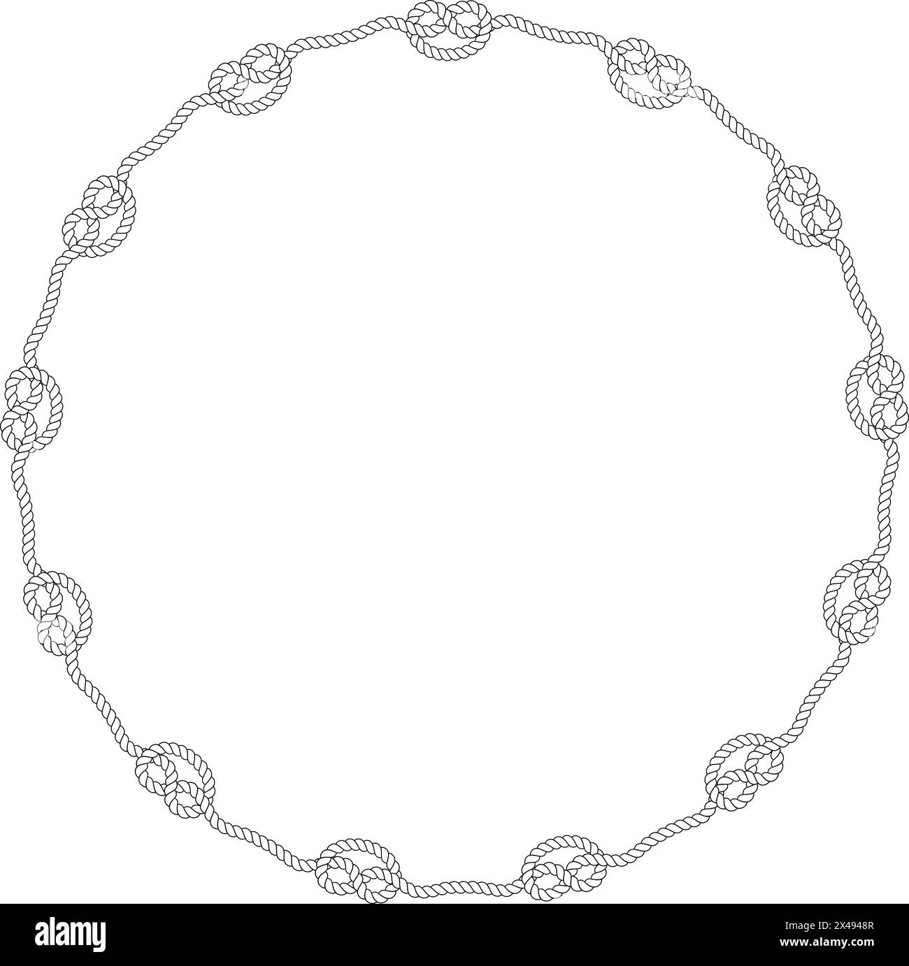 Round rope frame isolated on white background. Twisted cord Stock ...