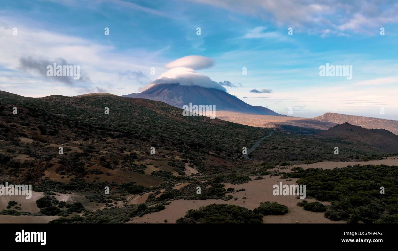 4K Aerial footage of Teide National park and mount Teide of clouds ...