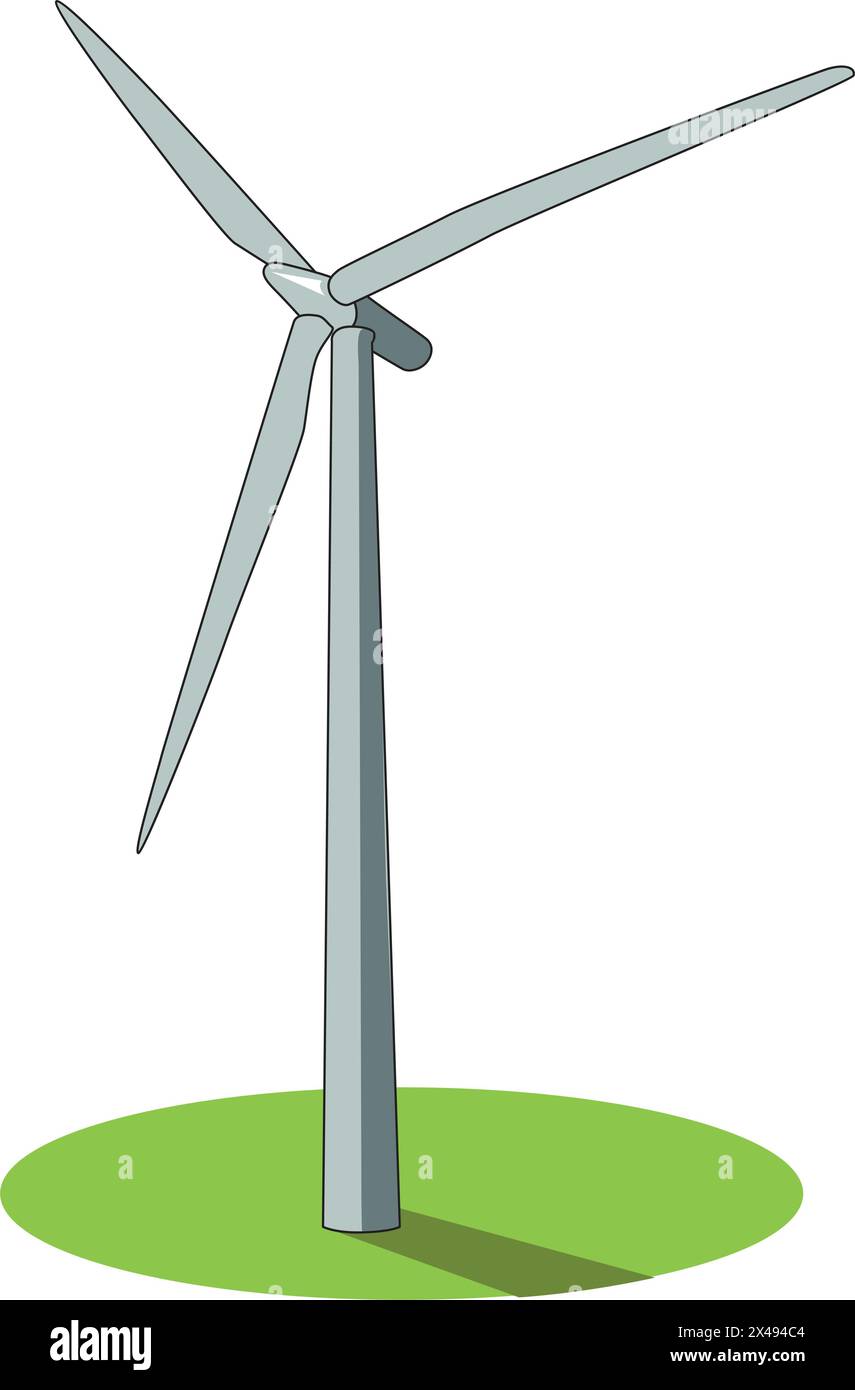 Rural landscape windmill meadow Stock Vector Images - Alamy