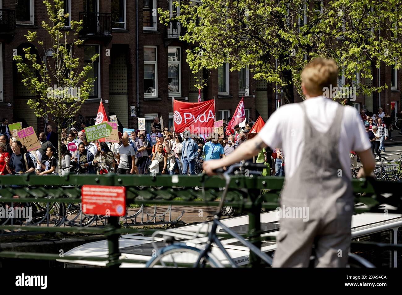 AMSTERDAM - Activists during a protest march on Labor Day. Trade union ...