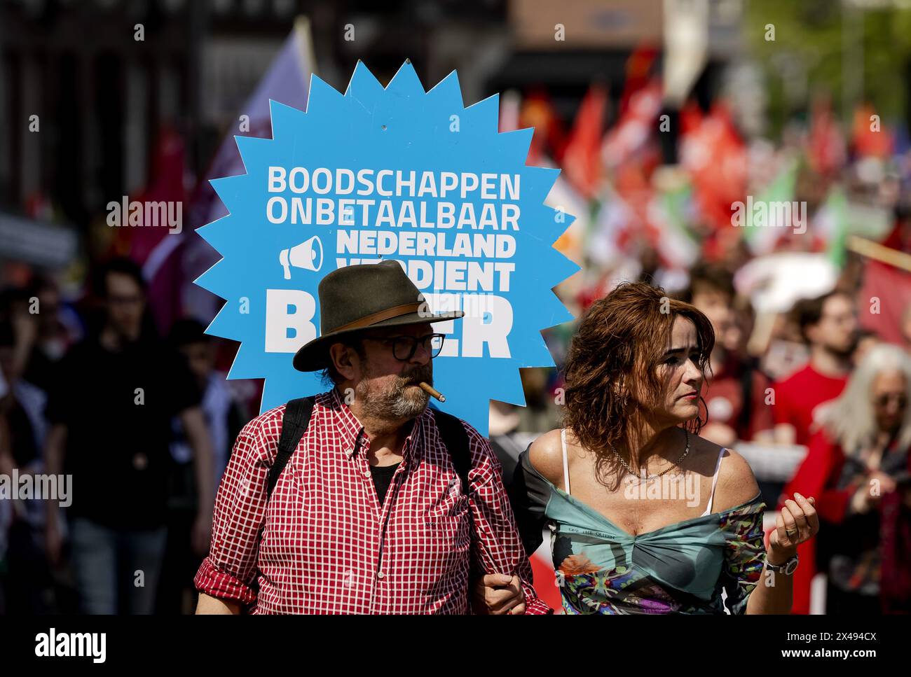 AMSTERDAM - Activists during a protest march on Labor Day. Trade union ...