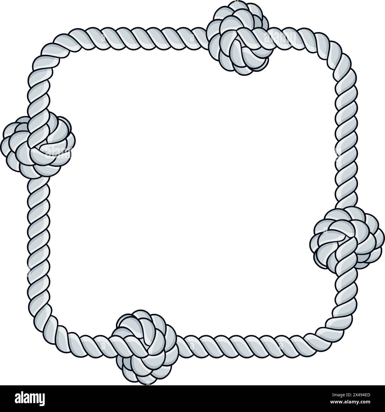 Square rope frame isolated on white background. Twisted cord Stock ...