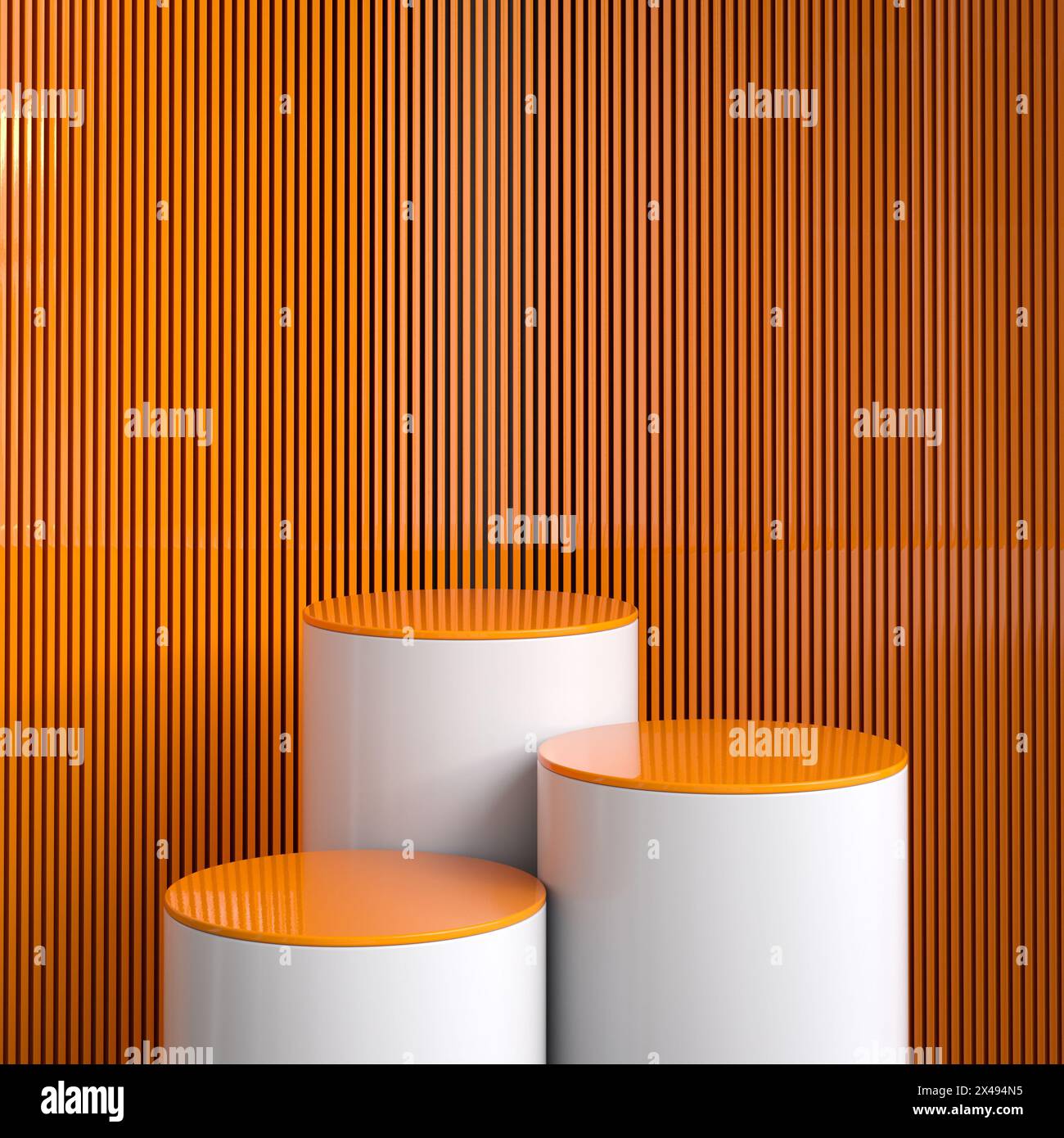 Modern minimalist podiums against striped background 3d Stock Photo - Alamy